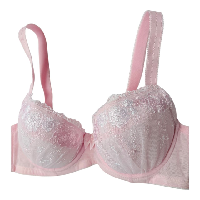 Pastel pink floral embroidered Japanese Bra UK 34B, 34D