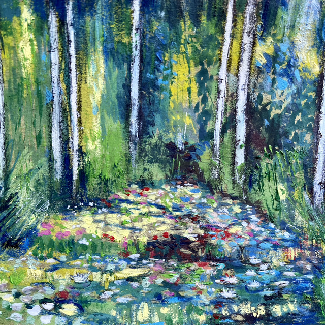 Original painting- Landscape- mini-Selkirk-Water Lilies at the Haining ...