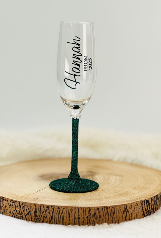 Prom Personalised Glitter Prosecco Glass