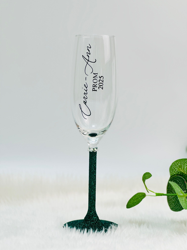 Prom Personalised Glitter Prosecco Glass