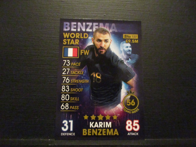 Karim Benzema - World Star Match Attax 101 Original Trading Card