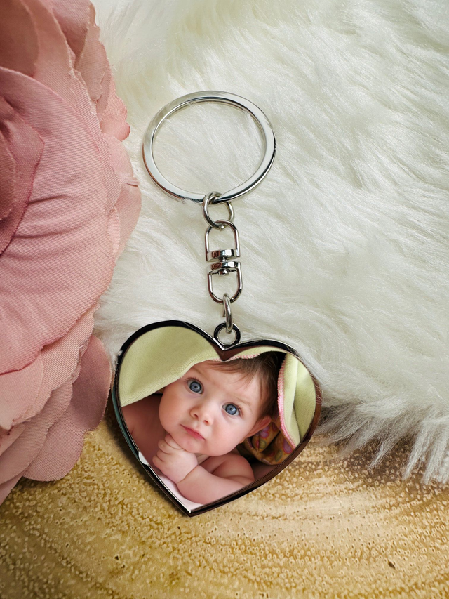Double Sided Heart Metal Keyring