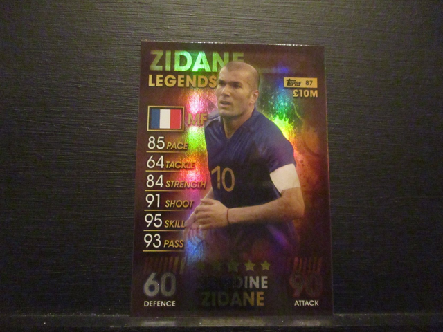 Zinedine Zidane - Legends Match Attax 101 Original Trading Card