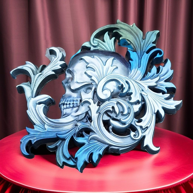 Sculpture tête de mort crâne skull en résine époxy, idées cadeaux pour elle lui