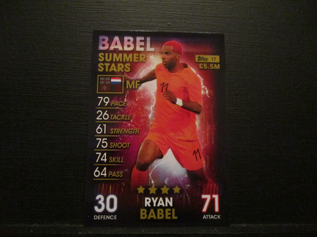Ryan Babel - Summer Stars Match Attax 101 Original Trading Card