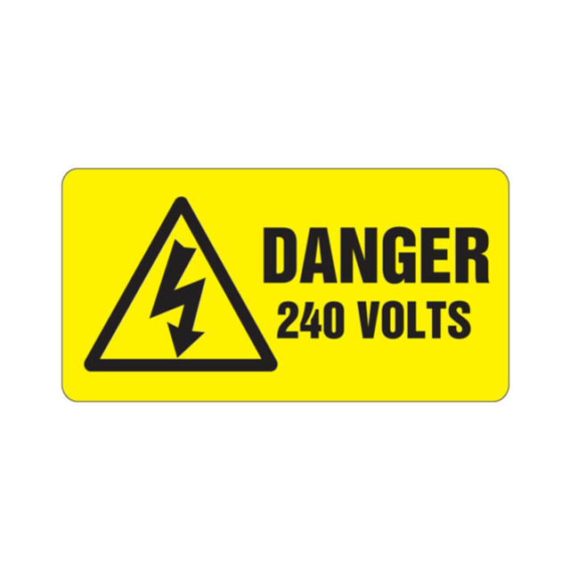 240v warning sticker | KAMPERKITNI