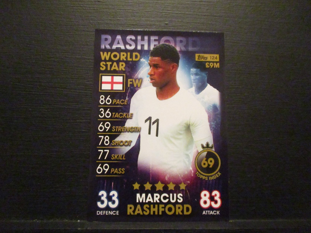 Marcus Rashford - World Star Match Attax 101 Original Trading Card
