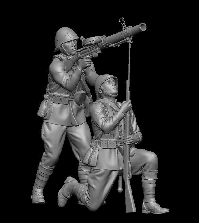 WW2 Dutch M.20 Lewis AA Team (3D Printed resin)