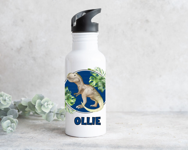 Persoanlised T-Rex Water bottle in Blue or Red