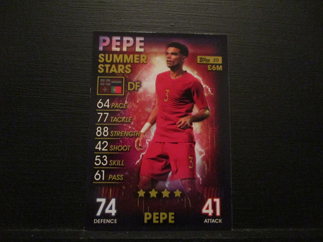 Pepe - Summer Stars Match Attax 101 Original Trading Card