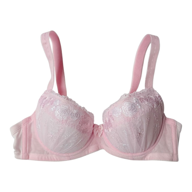 Pastel pink floral embroidered Japanese Bra UK 34B, 34D