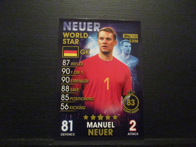Manuel Neuer - World Star Match Attax 101 Original Trading Card