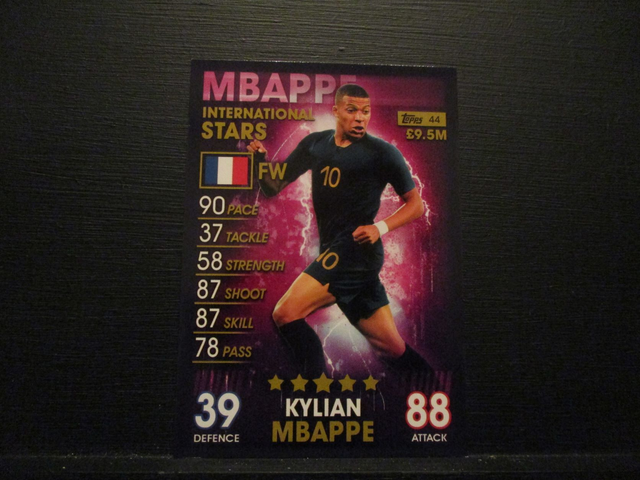 Kylian Mbappe - International Stars Match Attax 101 Original Trading Card
